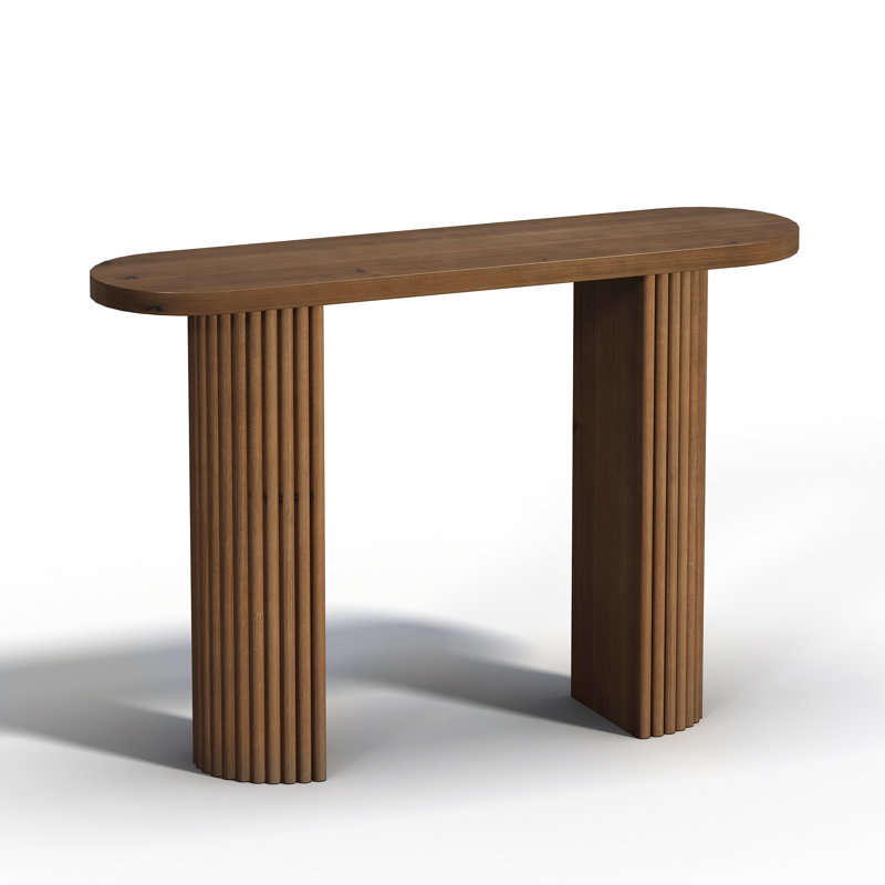 Ophelia & Co. Irmani Fluted Solid Wood Console Table with Oval Tabletop ...