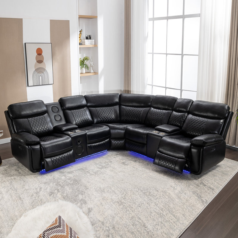 Orren Ellis Aundre Power Reclining Sectional With Speaker | Wayfair