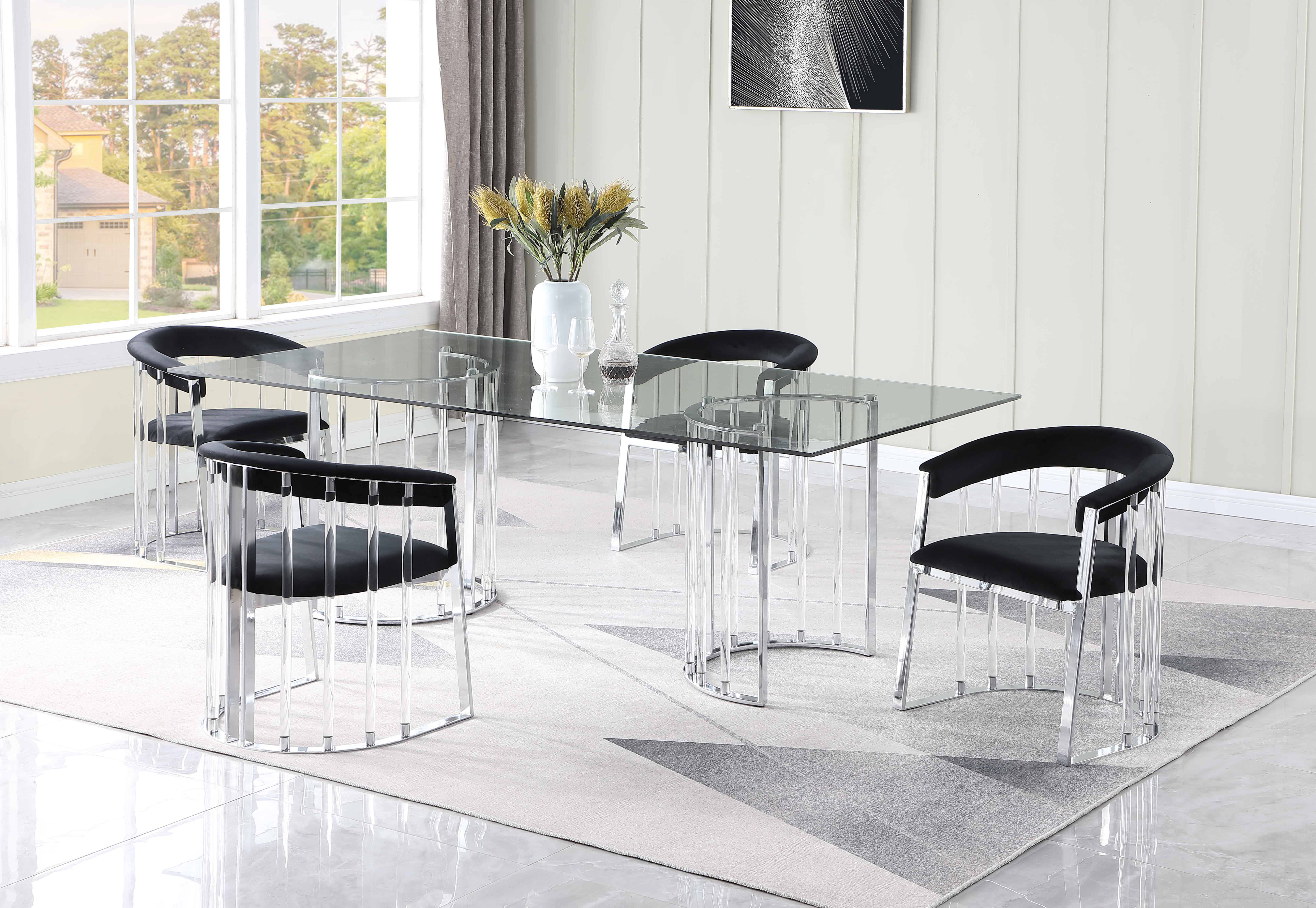 Brayden Studio® Ignatz Dining Set W/ Glass Top Table & Acrylic Arm ...