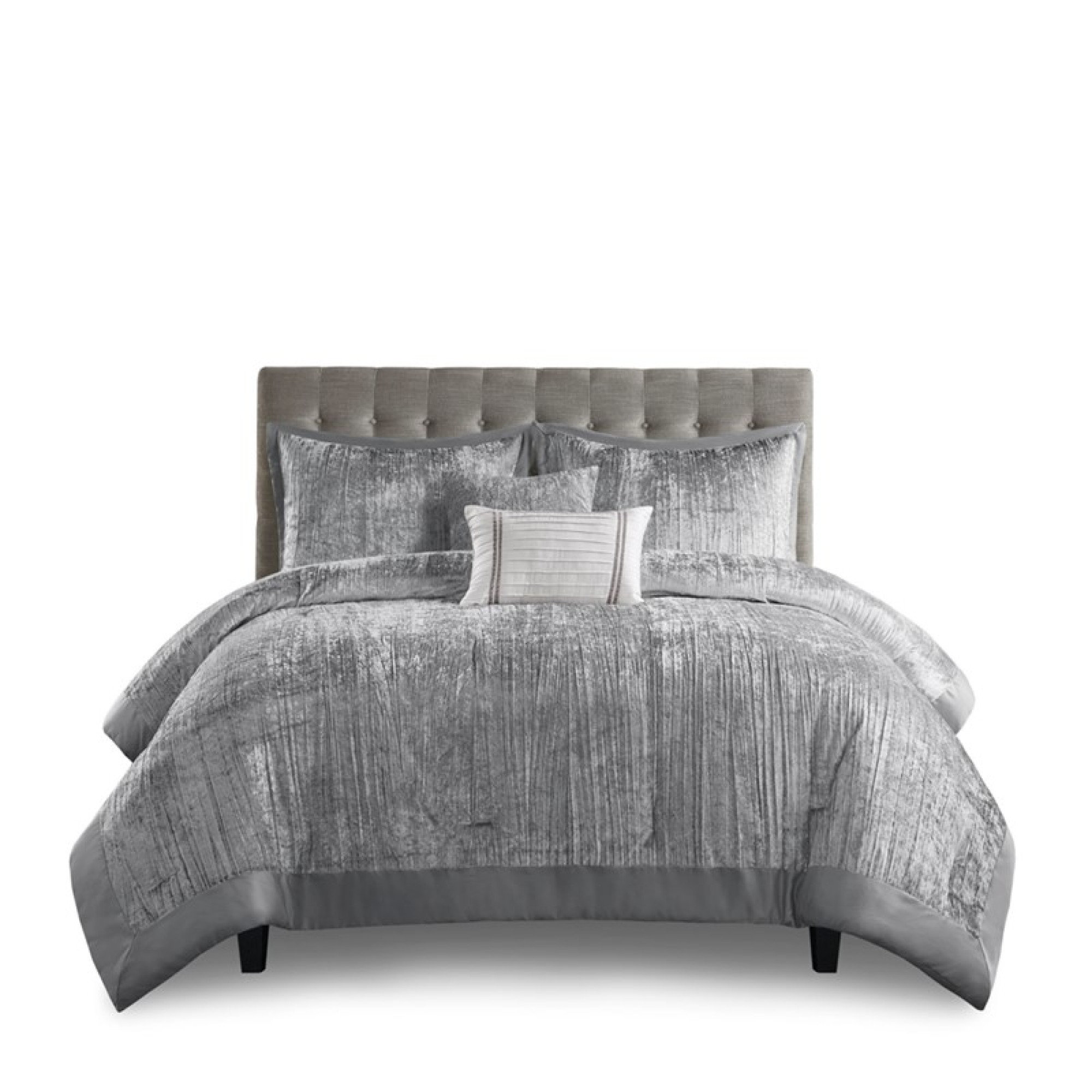 CANJUN Luxury Crinkle Velvet King Bedding Sets Silver Modern Glam | Wayfair