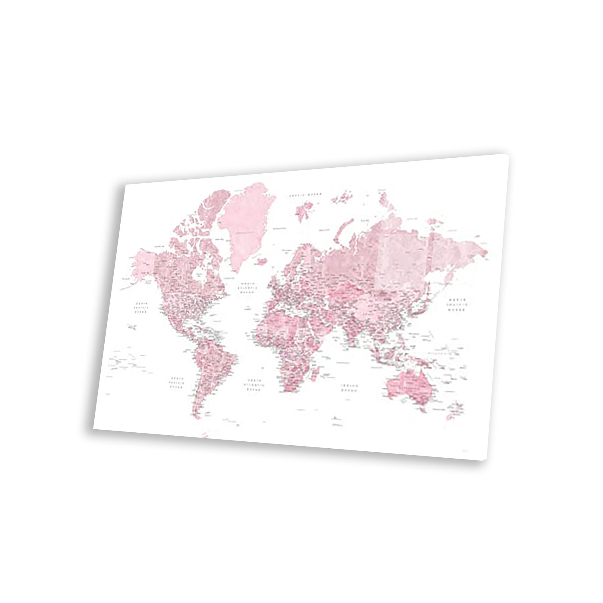 17 Stories Detailed Pink Watercolor World Map With Cities, "Melit" On ...