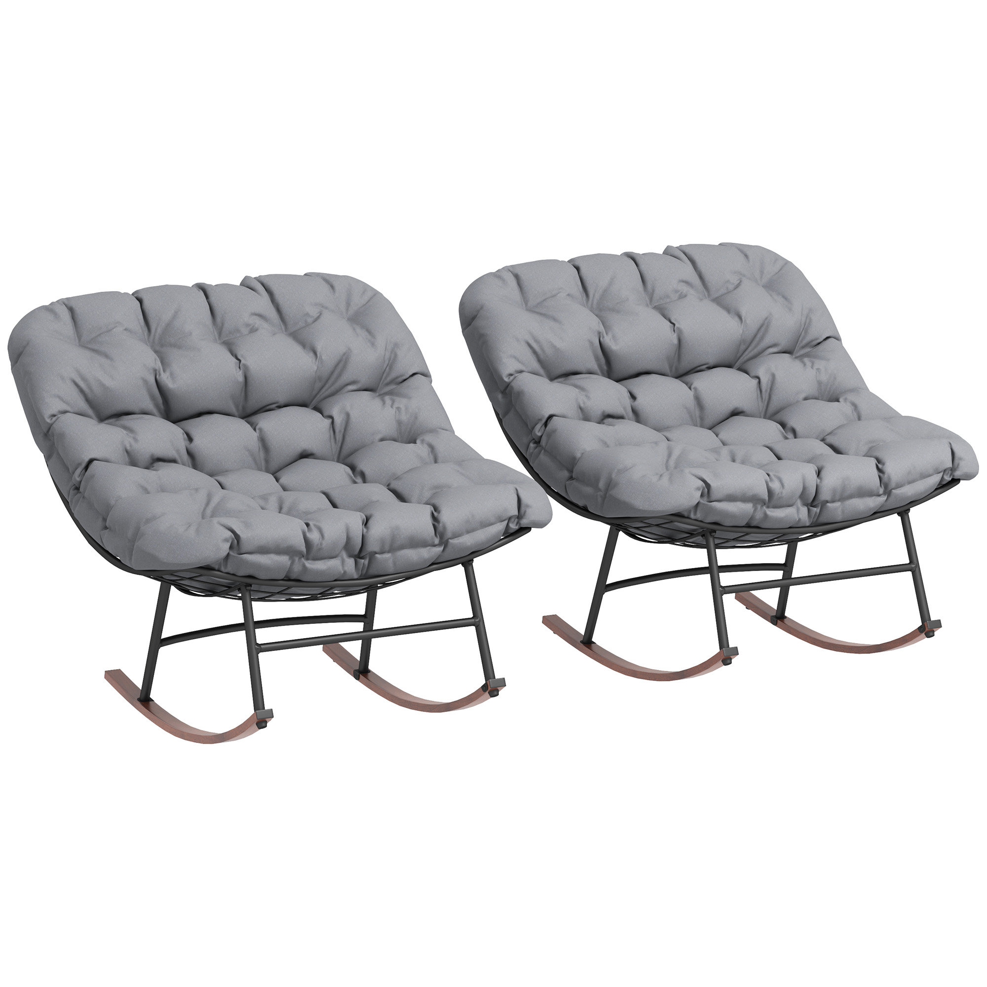George Oliver Outdoor Rocking Chair Set of 2, Oversized Rocking Papasan ...