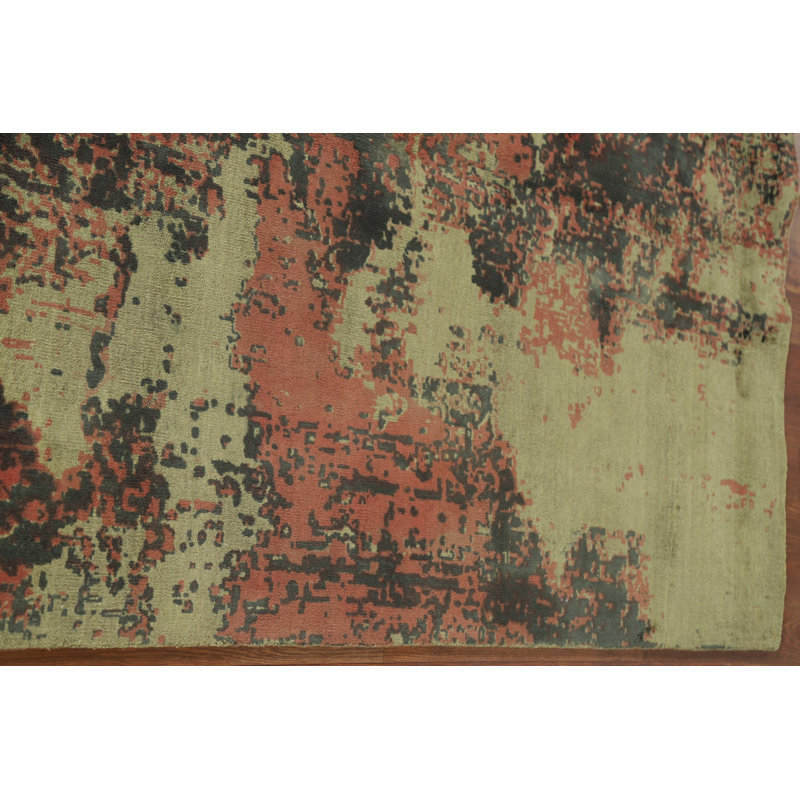 Dakota Fields Green Handmade Abstract Rug 4x6 | Wayfair
