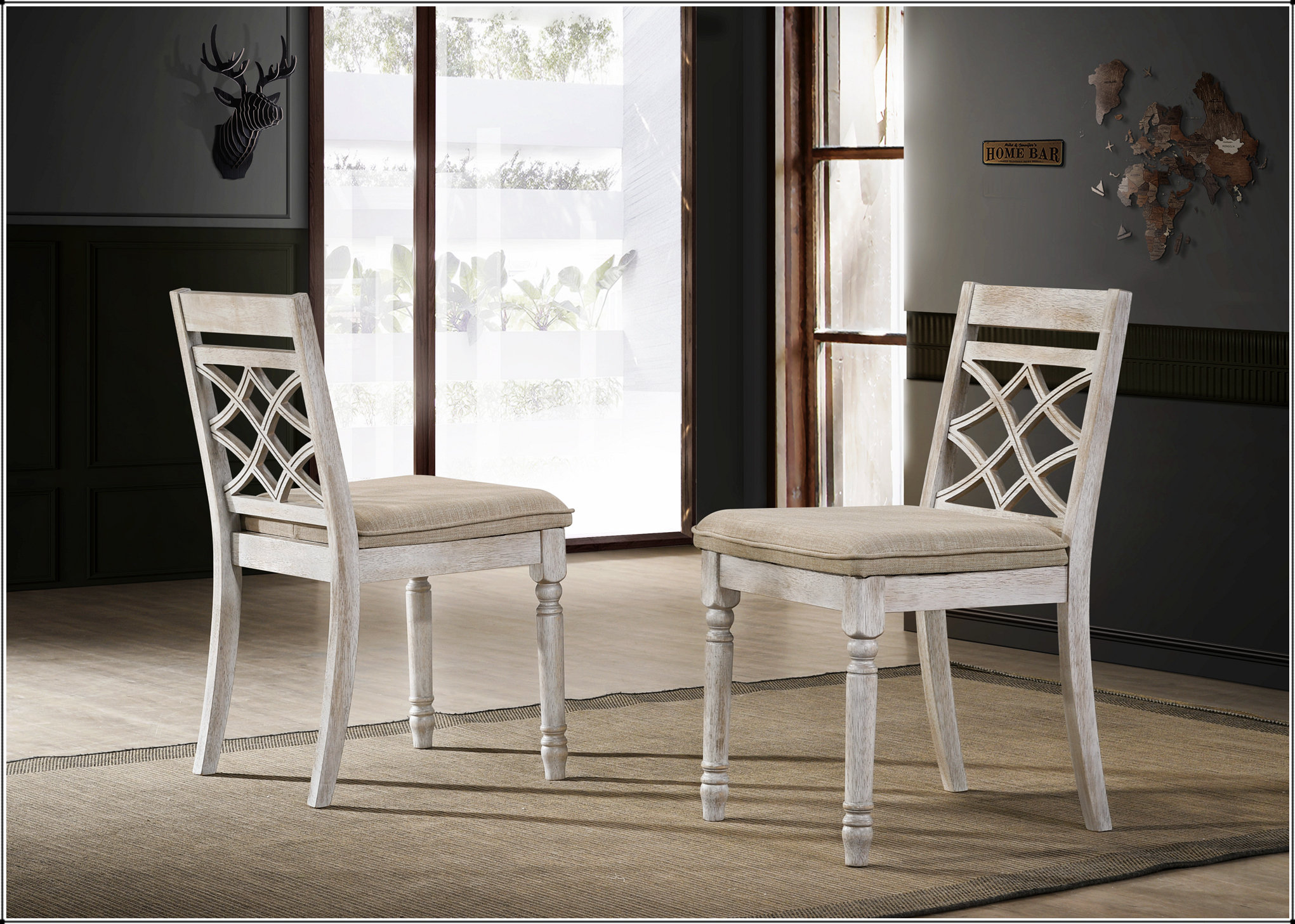 Ophelia & Co. Havanna Set of 2 Off White 19" Wide Contemporary Fabric ...