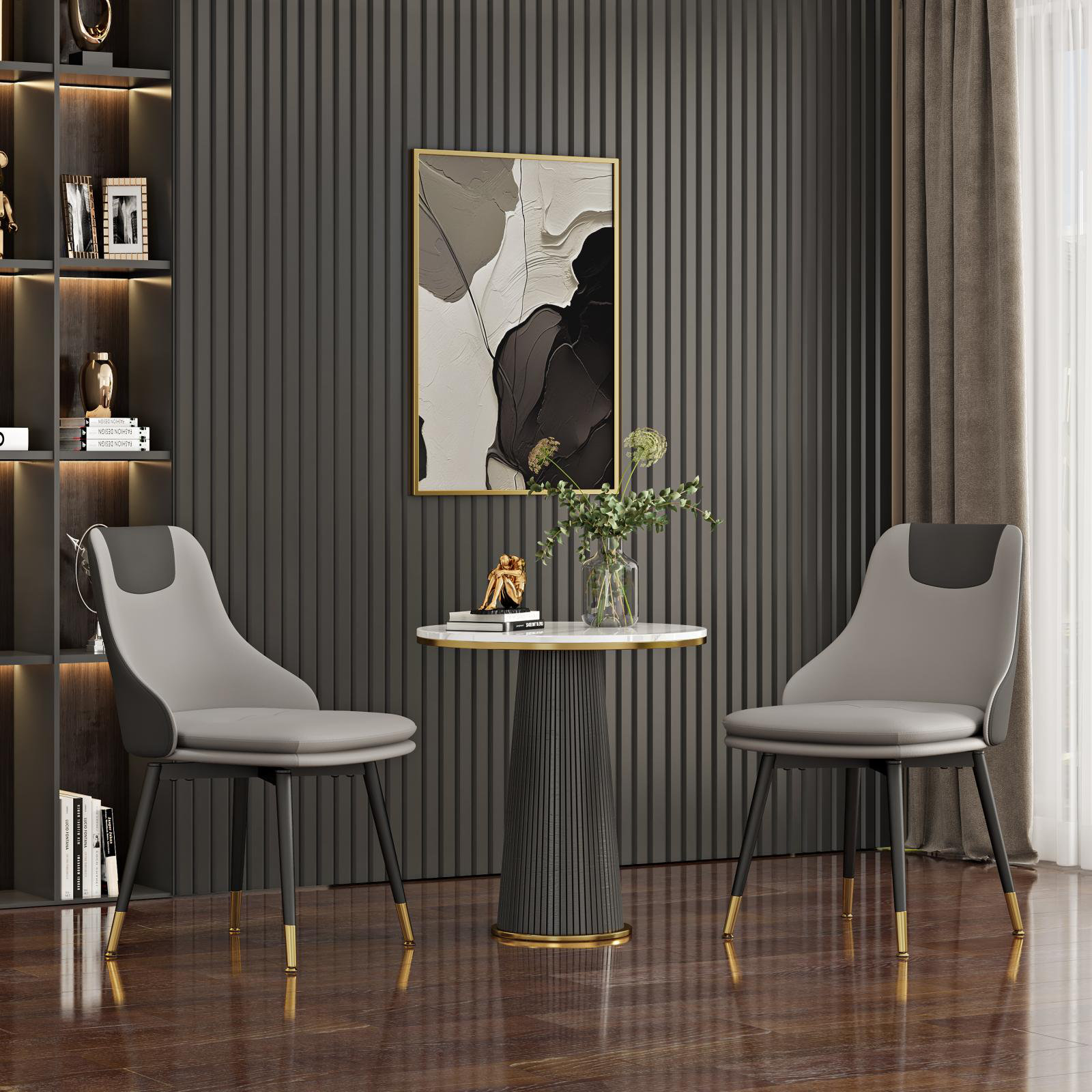 Corrigan Studio® Modern Light Luxury PU Leather Swivel Dining Chair Set ...