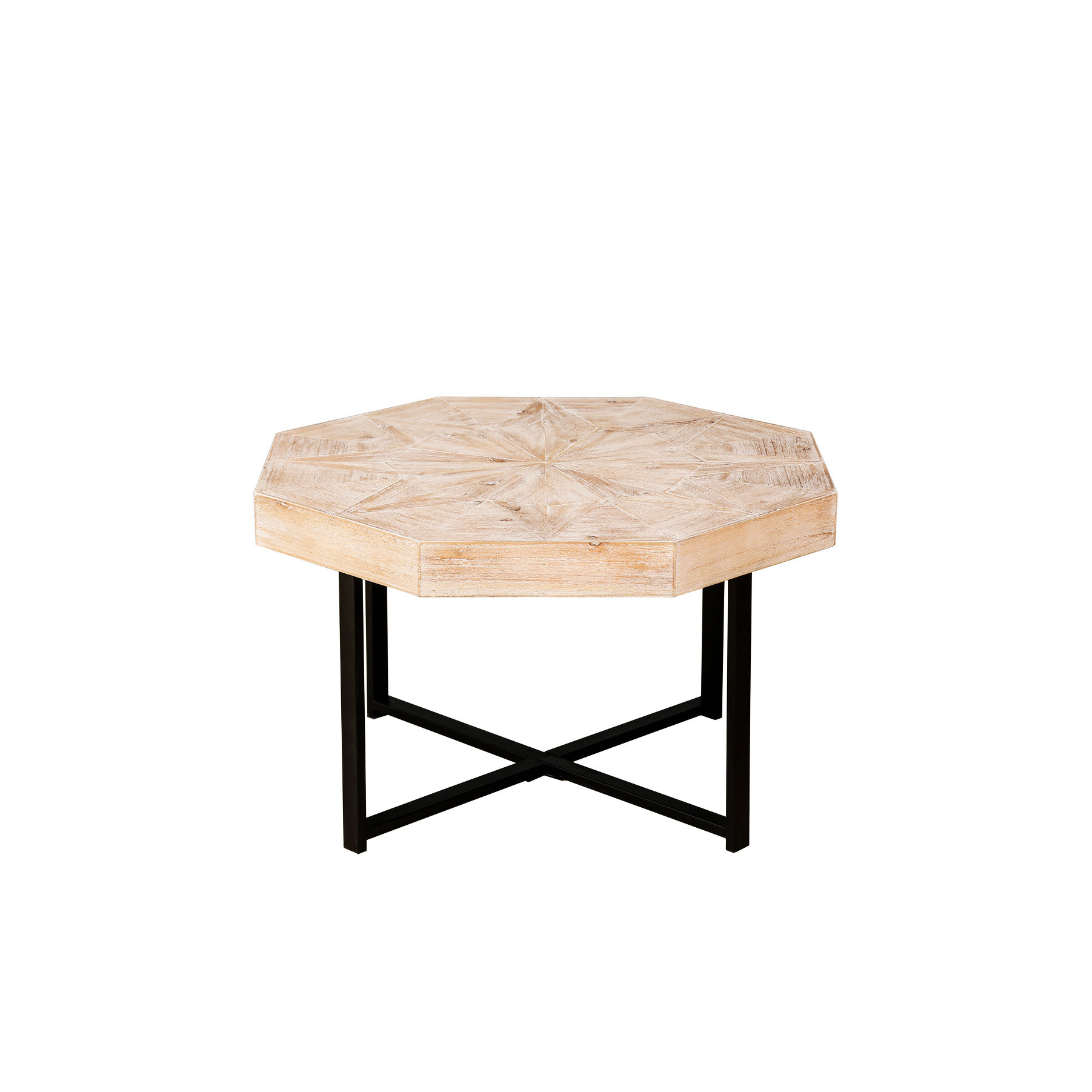 17 Stories 30 Inch Antique Octagonal Coffee Table, Patchwork Effect ...