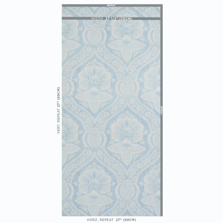 Schumacher Villandry Damask Print Wallpaper | Wayfair