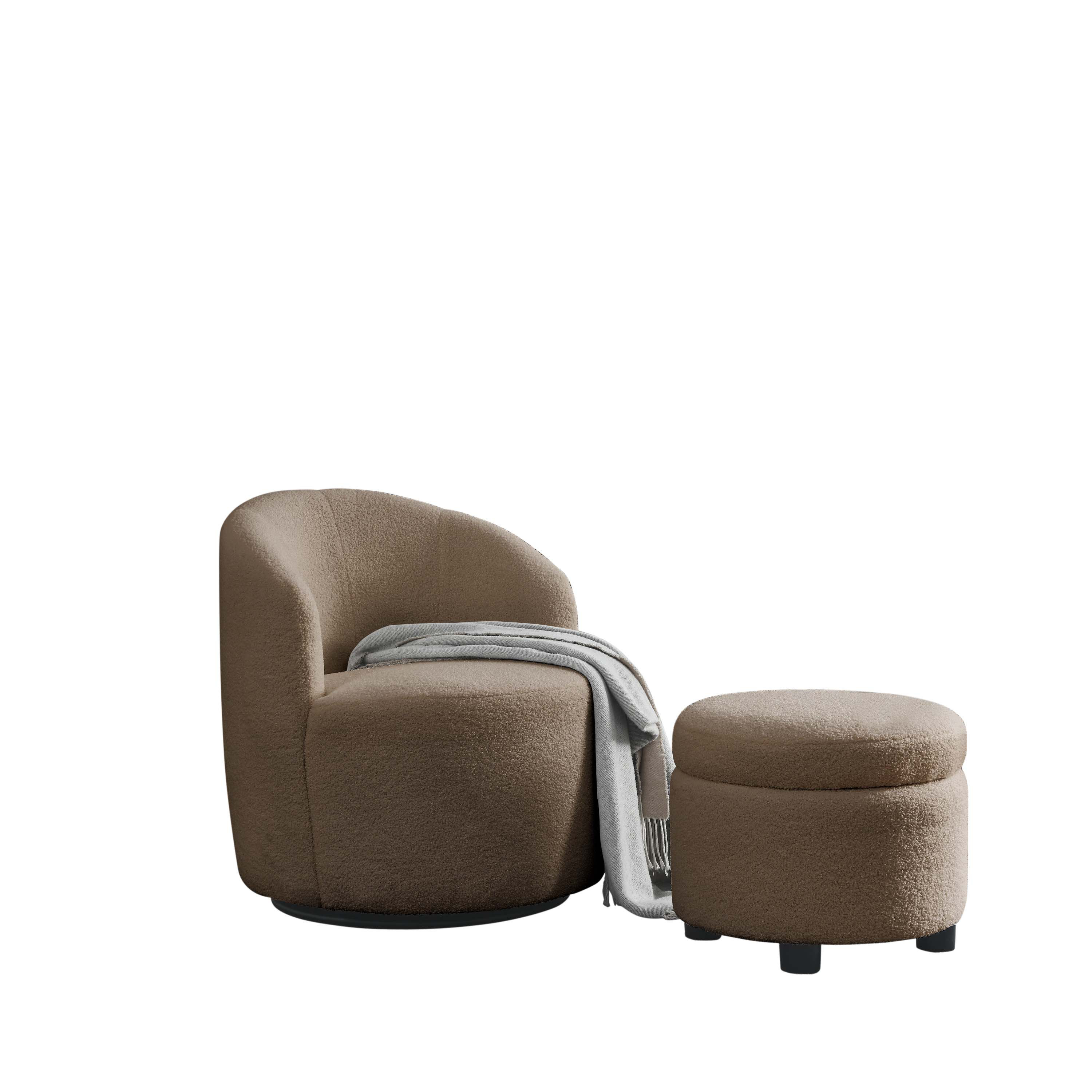 DSUNNER Swivel barrel chair,living room swivel chair with round storage ...
