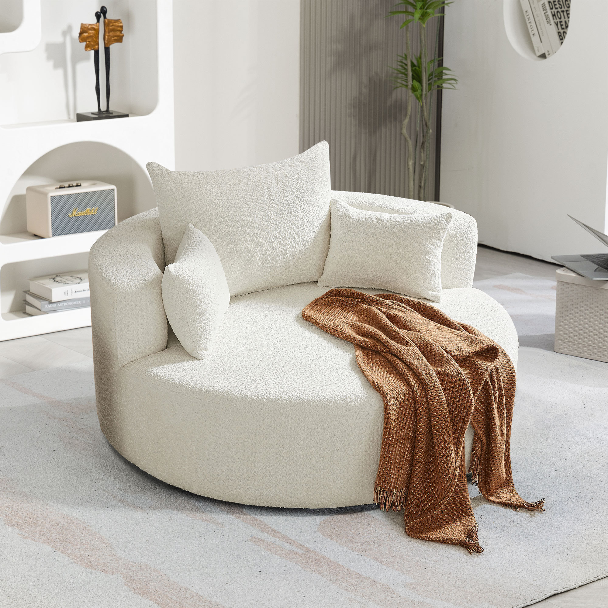 Latitude Run® 55.1" 360° Swivel Upholstered Chaise Lounge, Swivel Round ...