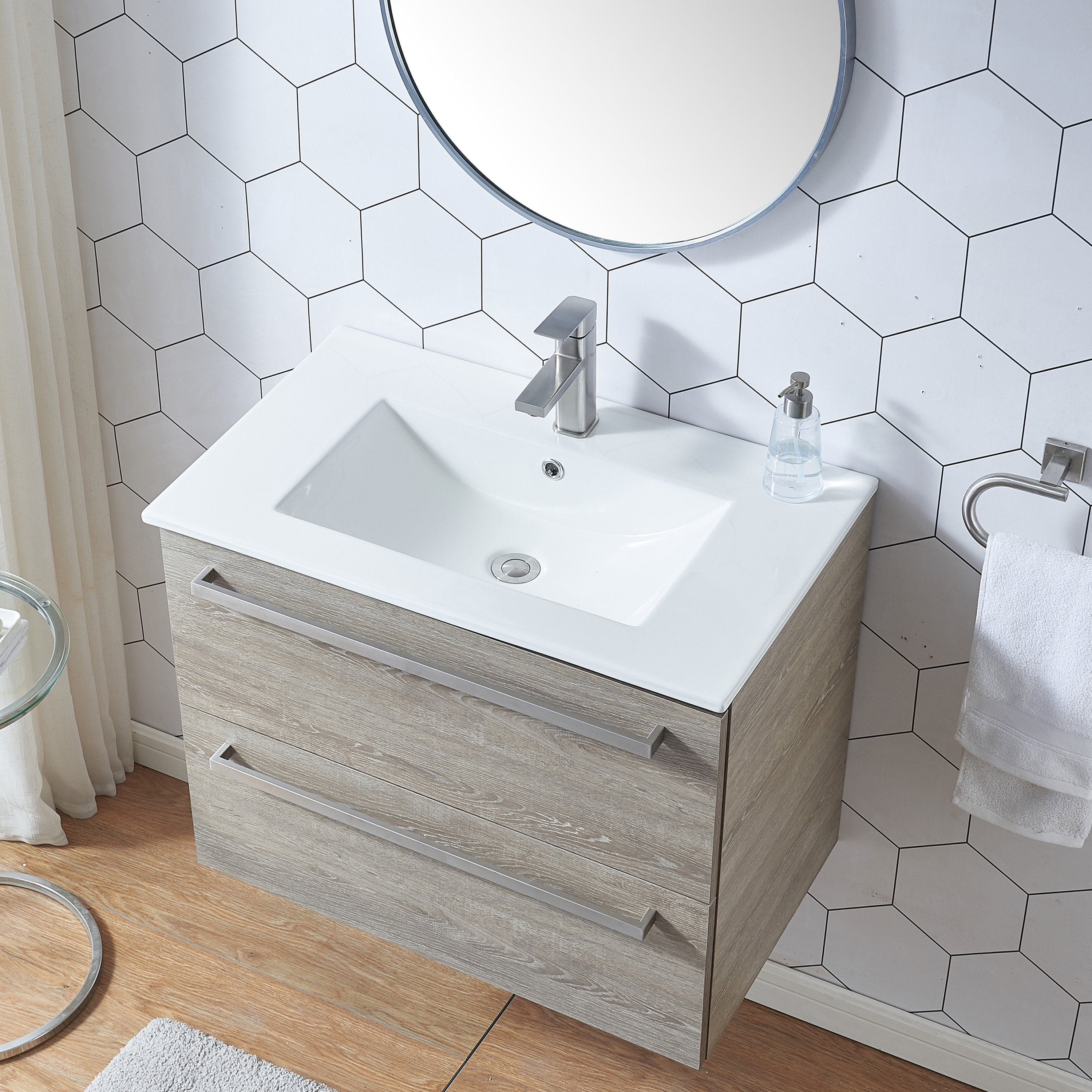 Wrought Studio™ Gehlbach 30'' Gray Wood Grain Modern Wall Mounted ...