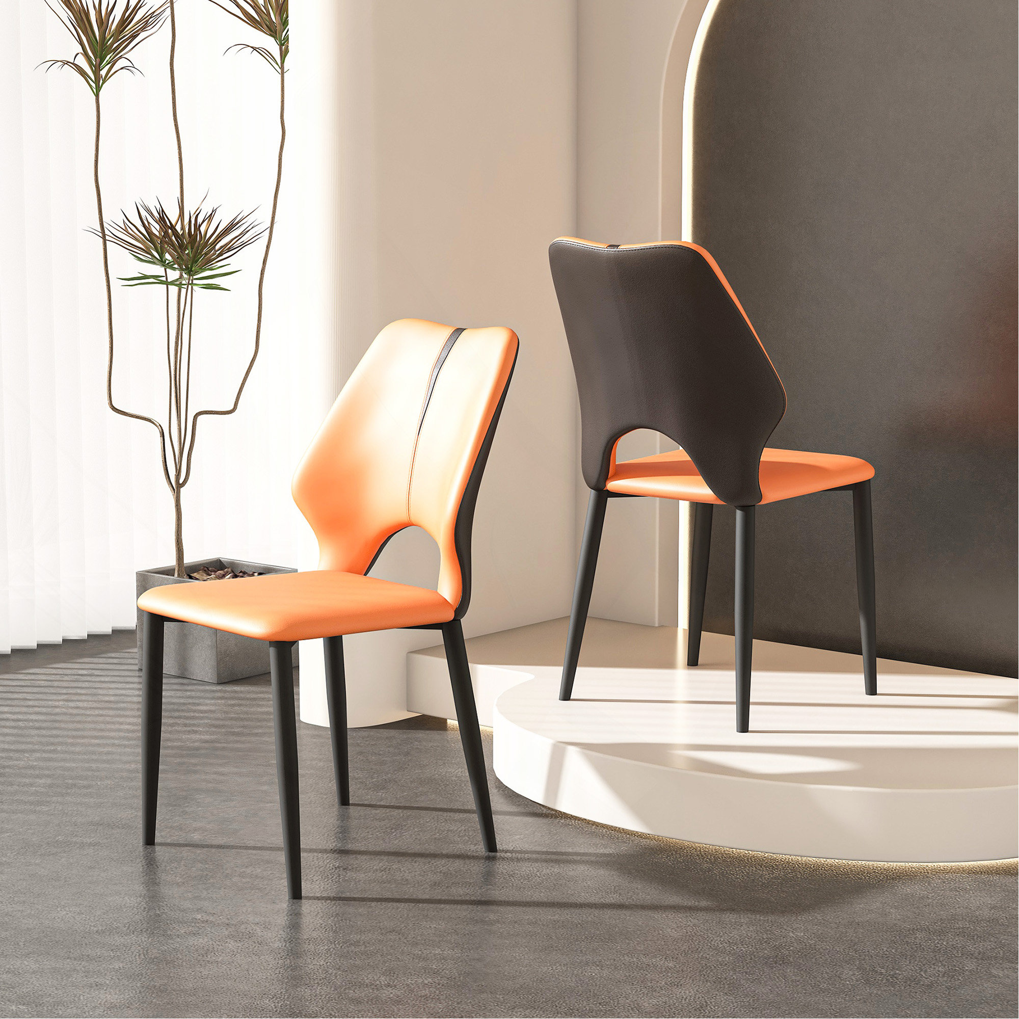 Latitude Run® Dining Chairs Set Of 2, Modern Design Home Chairs, PU ...