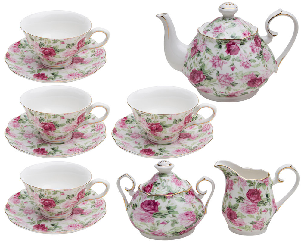 Grace's Tea Ware 11 Piece Porcelain Rose Pink Tea Set & Reviews | Wayfair