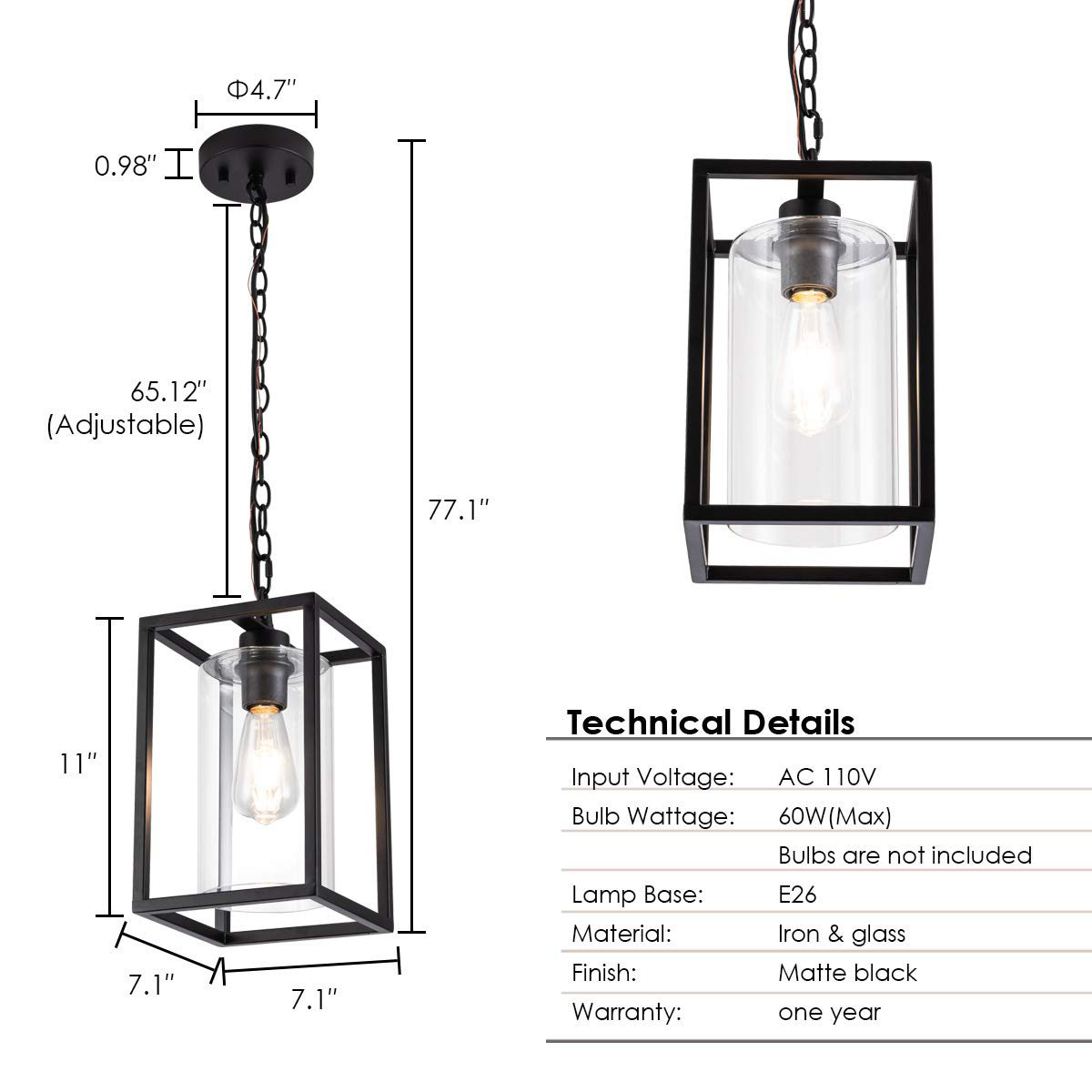 17 Stories Industrial Retro Pendant Lighting Iron With Modern Clear ...