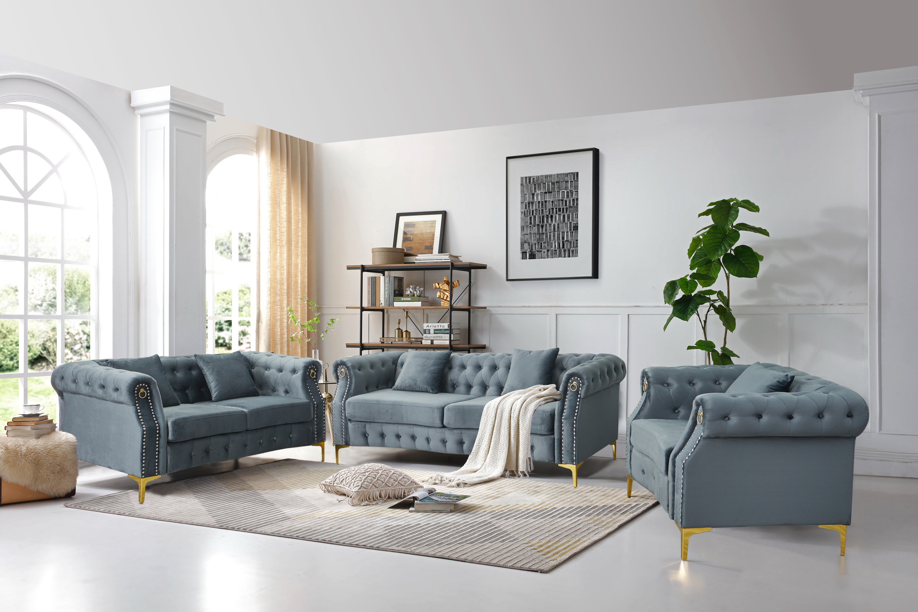 House of Hampton® Frotten 3 - Piece Velvet Living Room Set & Reviews ...