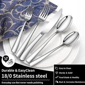 Latitude Run® 40-Piece Silverware Set Heavy Duty Stainless Steel ...