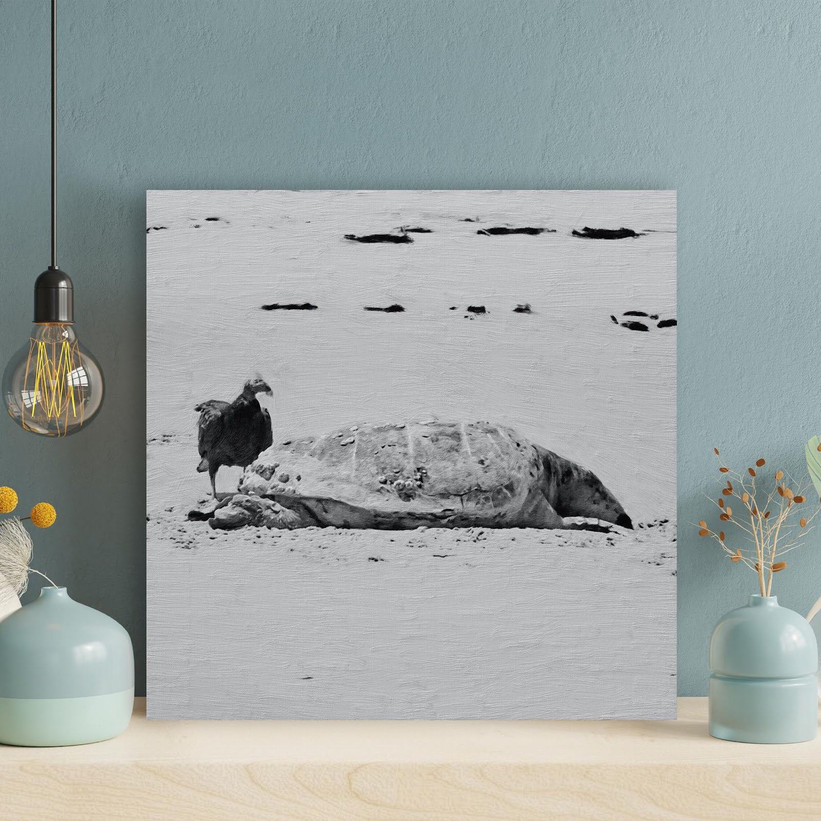 Bayou Breeze Sea Turtle Beside Condor - 1 Piece Square Graphic Art ...