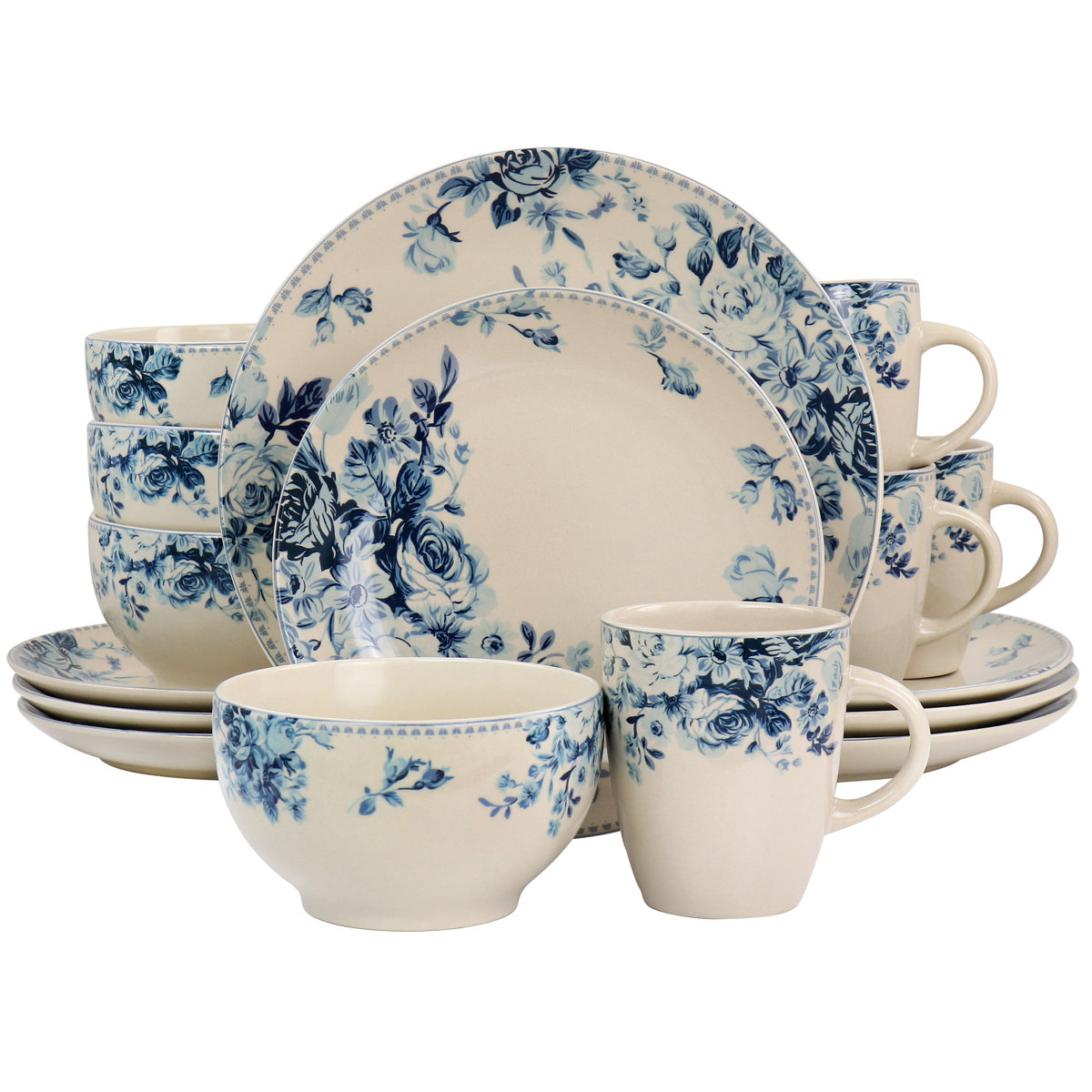 Elama 16 Piece Dinnerware Set, Service for 4 & Reviews | Wayfair