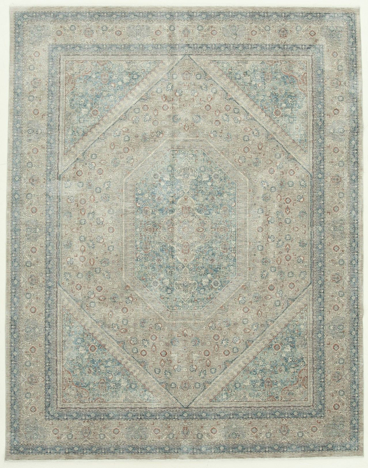 Home and Rugs Tufted In Light Blue/Ivory/Red Area Rug 7'10″ x 10'2 ...