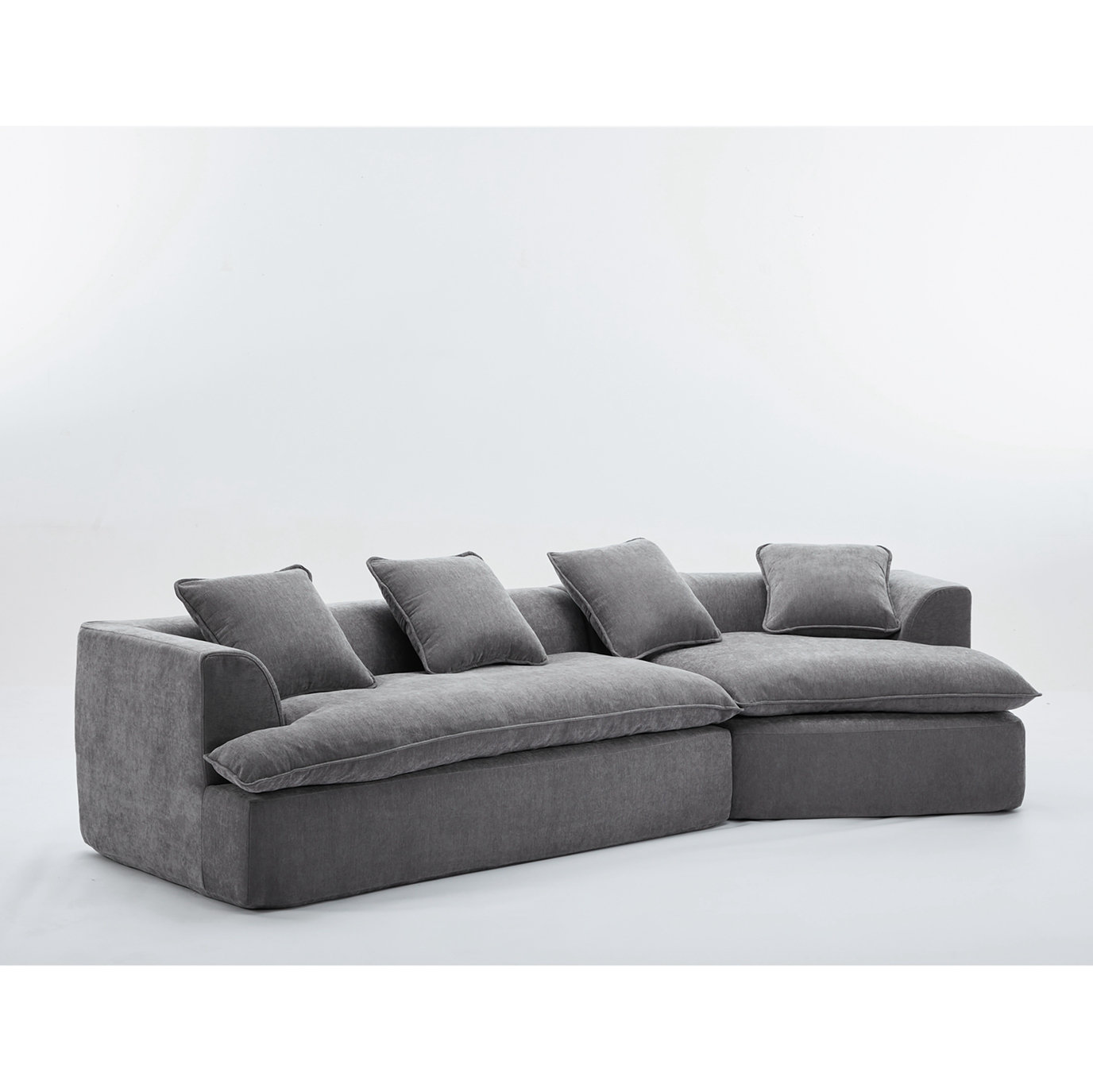 Ivy Bronx Modular Cushions Sofa Movable Ottoman, Minimalist Style ...