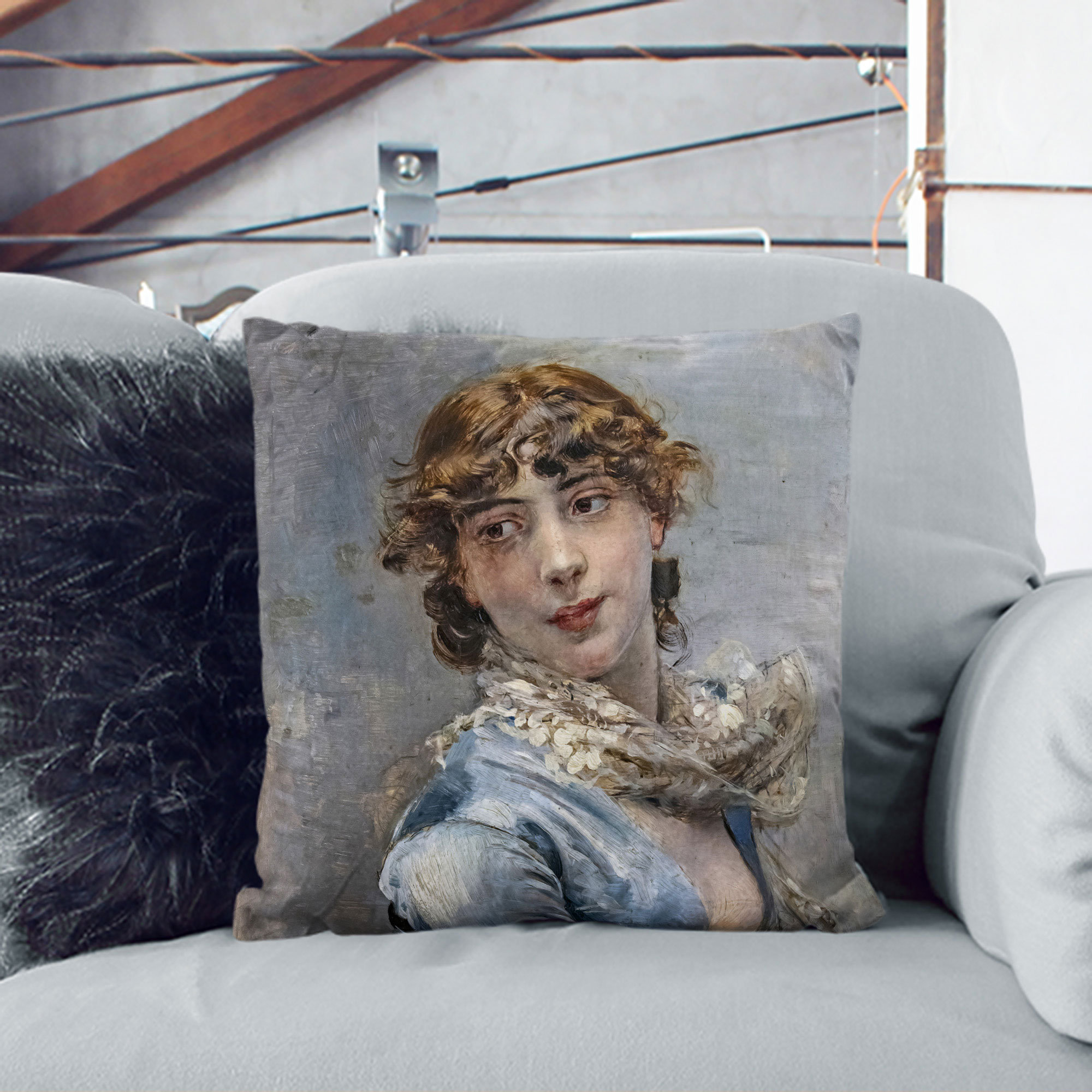 East Urban Home Elegant Lady in Blue Scatter Cushion | Wayfair.co.uk