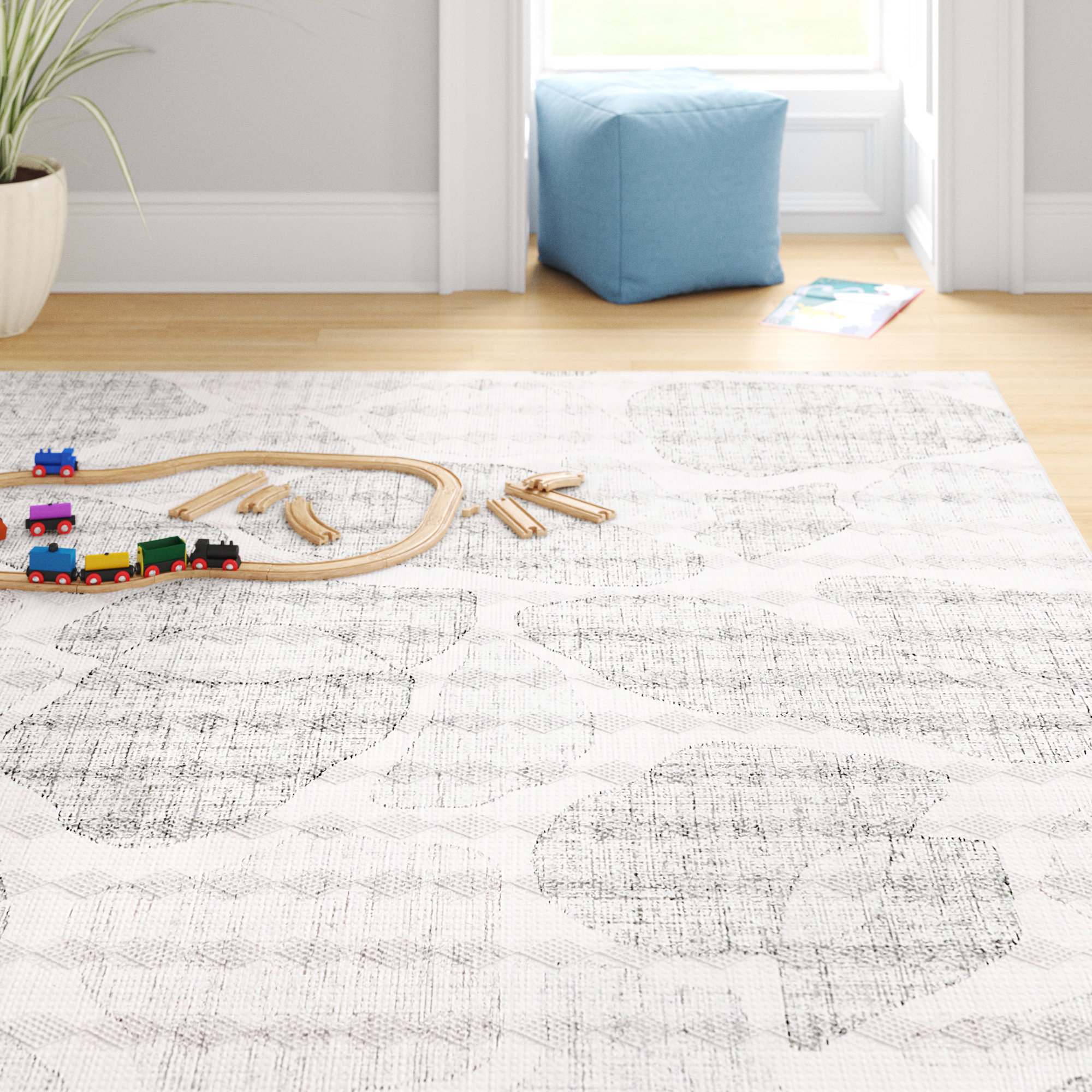 Wade Logan® Gretta Abstract Stones Machine Washable Area Rug | Wayfair