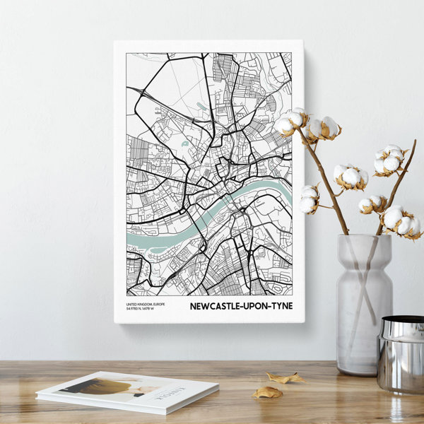 East Urban Home Map Newcastle-upon-Tyne UK - Wrapped Canvas Print ...