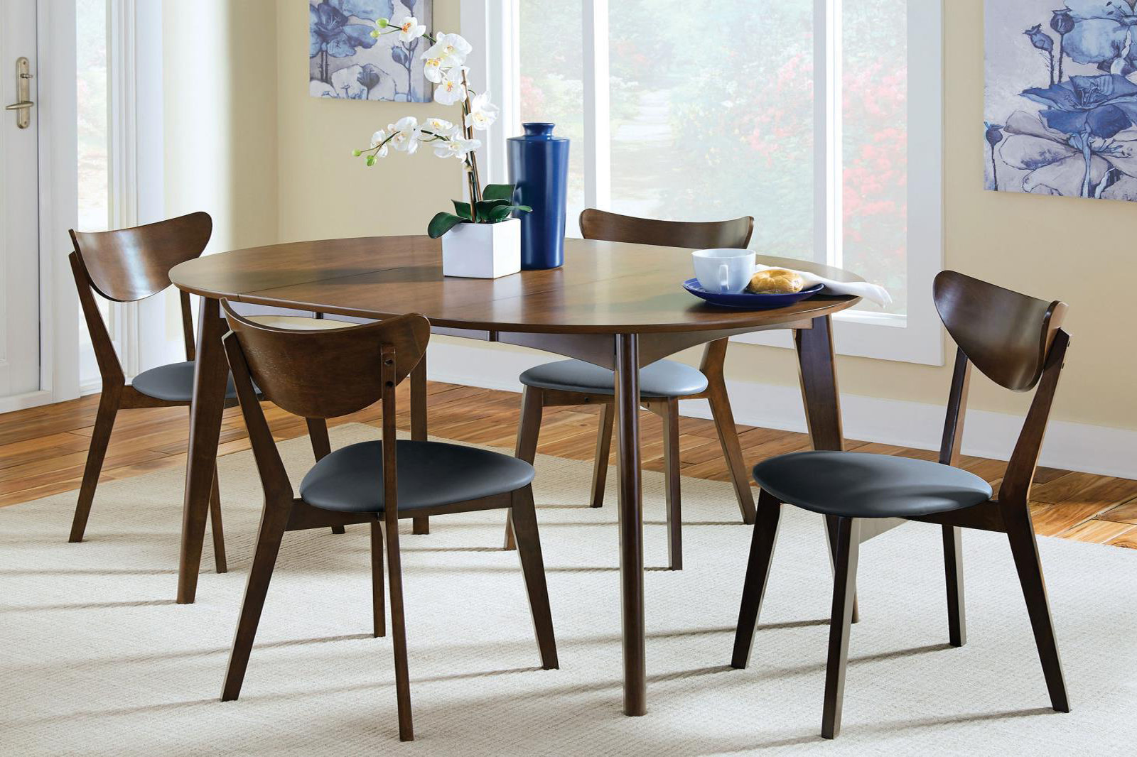 George Oliver 5-piece Dining Room Set Dark Walnut and Black - Wayfair ...
