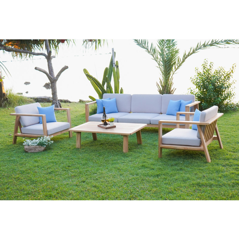 Millwood Pines Lyncourt Outdoor Seating Group 4 Piece Bench with ...