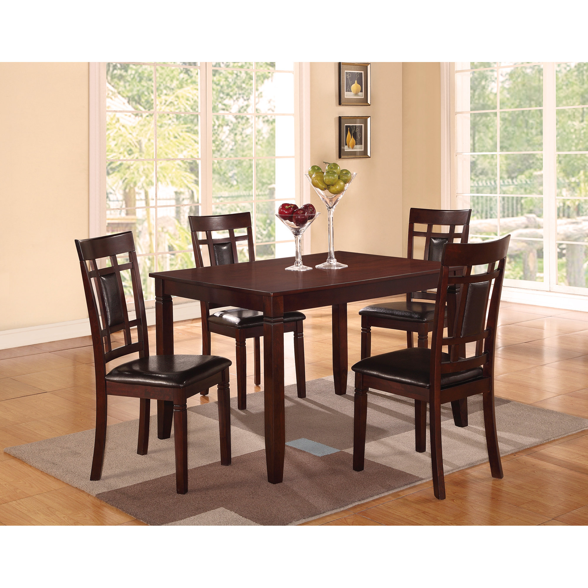 Red Barrel Studio Modern Contemporary 5pc Dining Set Espresso Finish ...