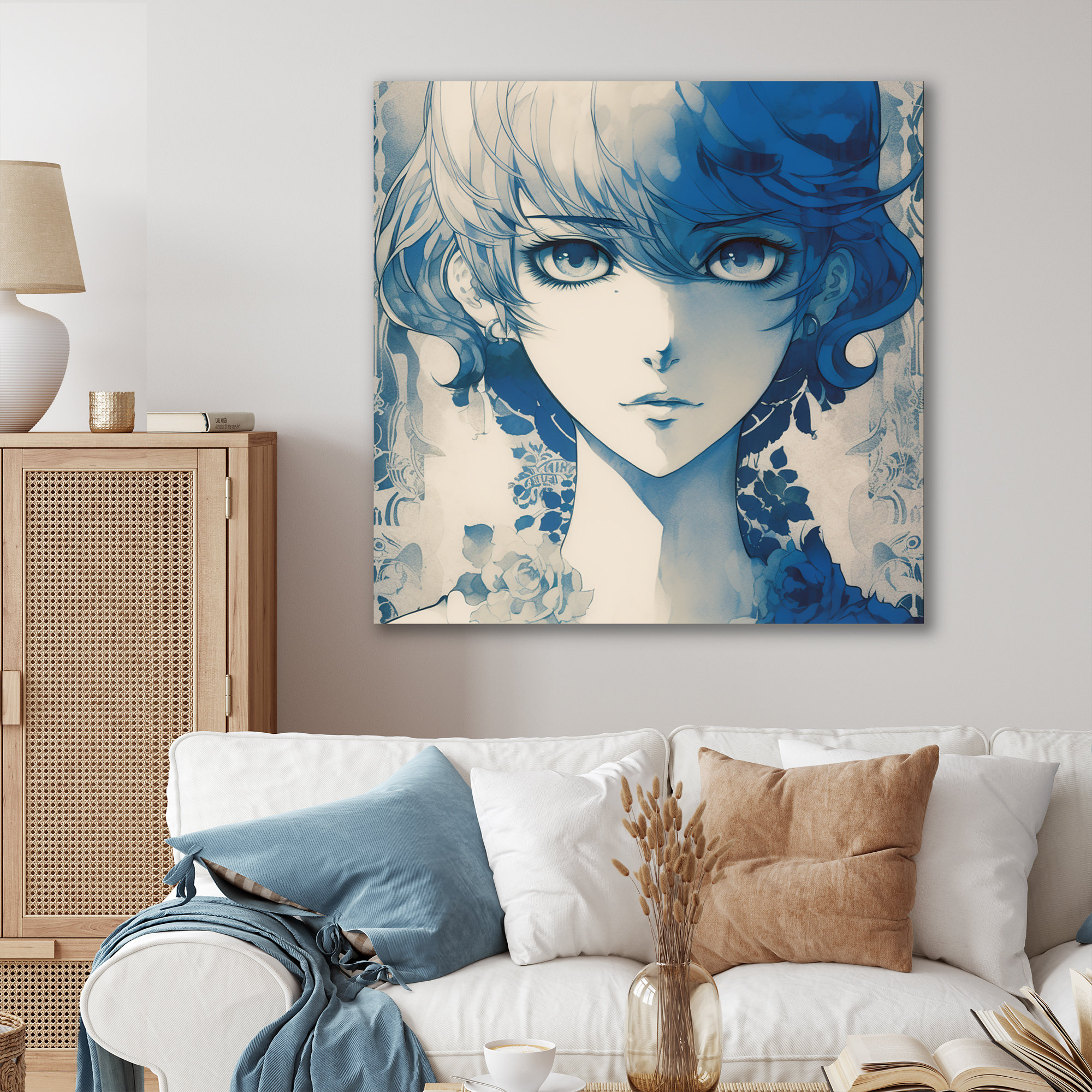 Winston Porter Anime Portrait Young Woman Magical Blue Eyes - Print on ...