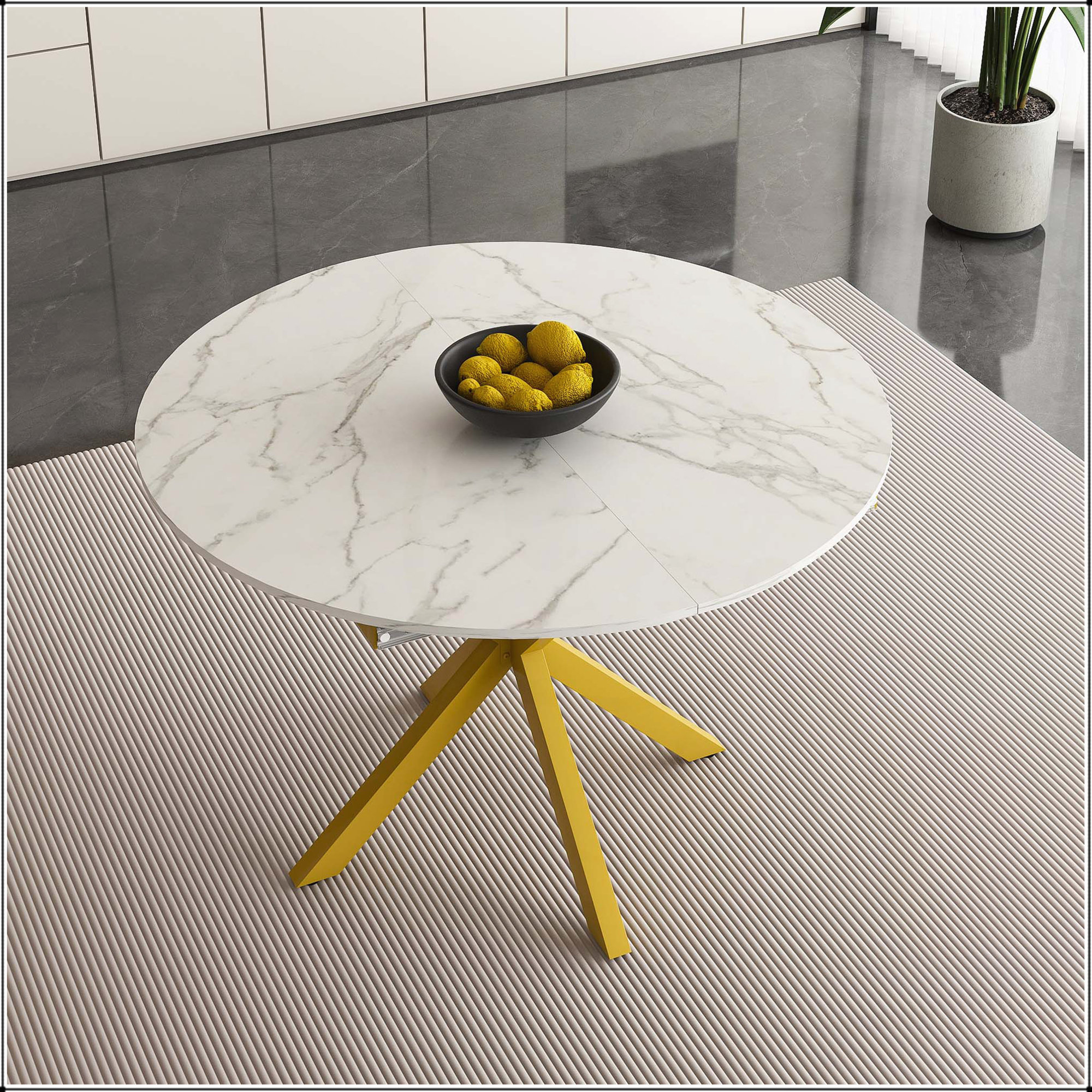 Mercer41 Modern and Simple Round Dining Table with Extendable Blades ...