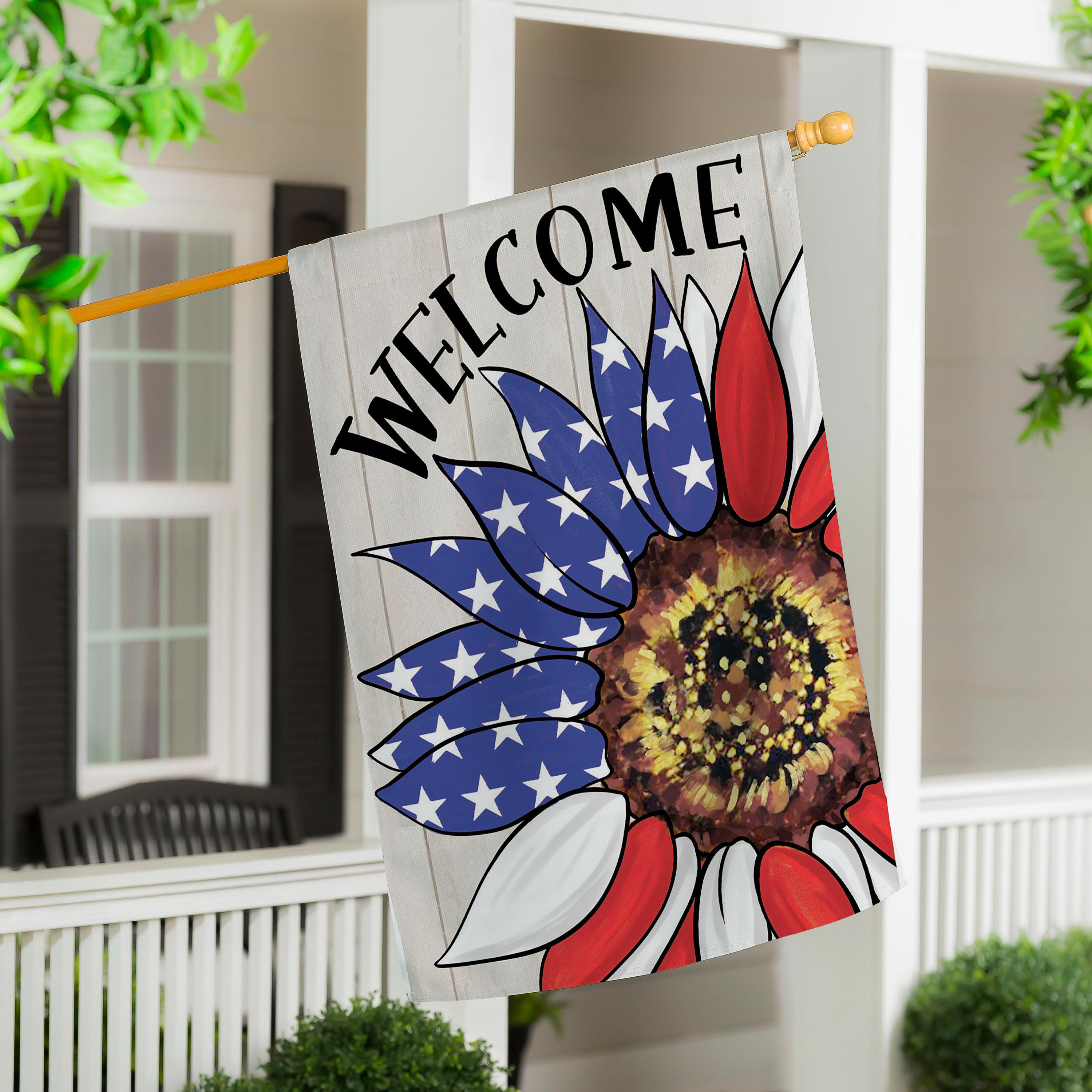 Lark Manor™ Patriotic Sunflower Burlap House Flag | Wayfair