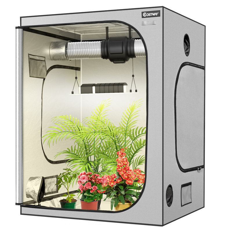 Costway 5x5 Grow Tent, 60''''x60''''x80'''' High Reflective Mylar W ...