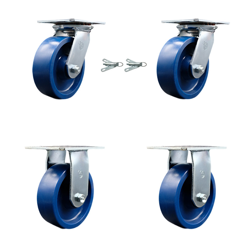 Service Caster 6 Inch Solid Poly Caster Set with Roller Bearing 2 ...