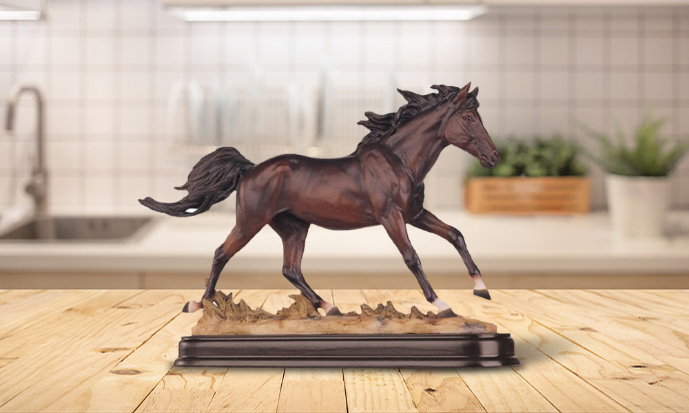 Millwood Pines Caity 6.25"H Dark Brown Galloping Horse Figurine | Wayfair
