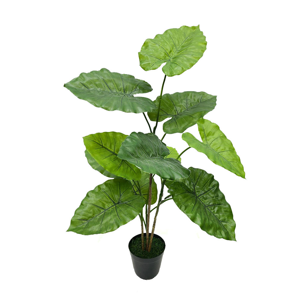 Primrue Artificial Real Touch Wild Taro Plant in Pot | Wayfair