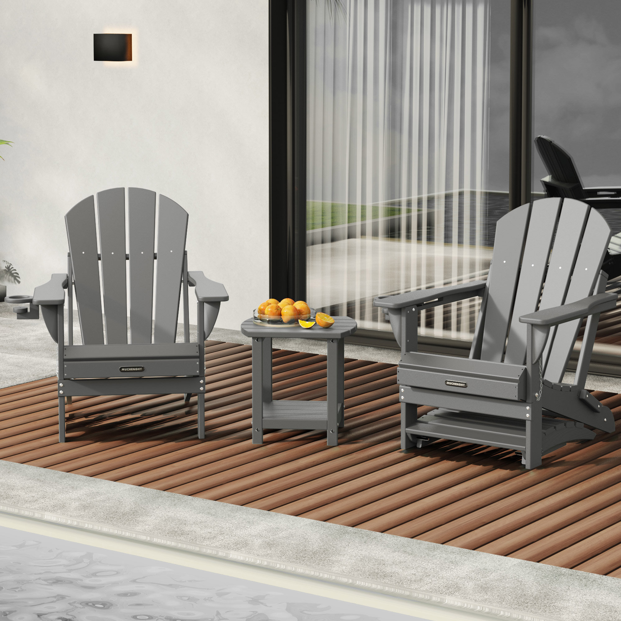 Rosecliff Heights Outdoor Adirondack Chair Set Fire Pit Chair HDPE ...