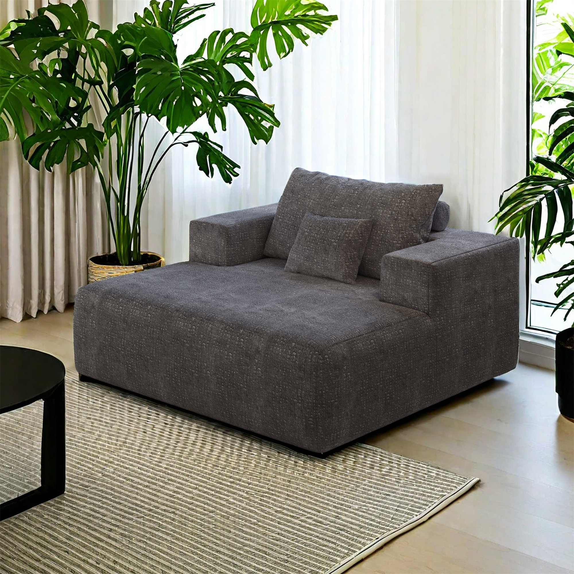 Brayden Studio Chenille Sponge Chaise Lounge Fluffy Modern Sofa For ...