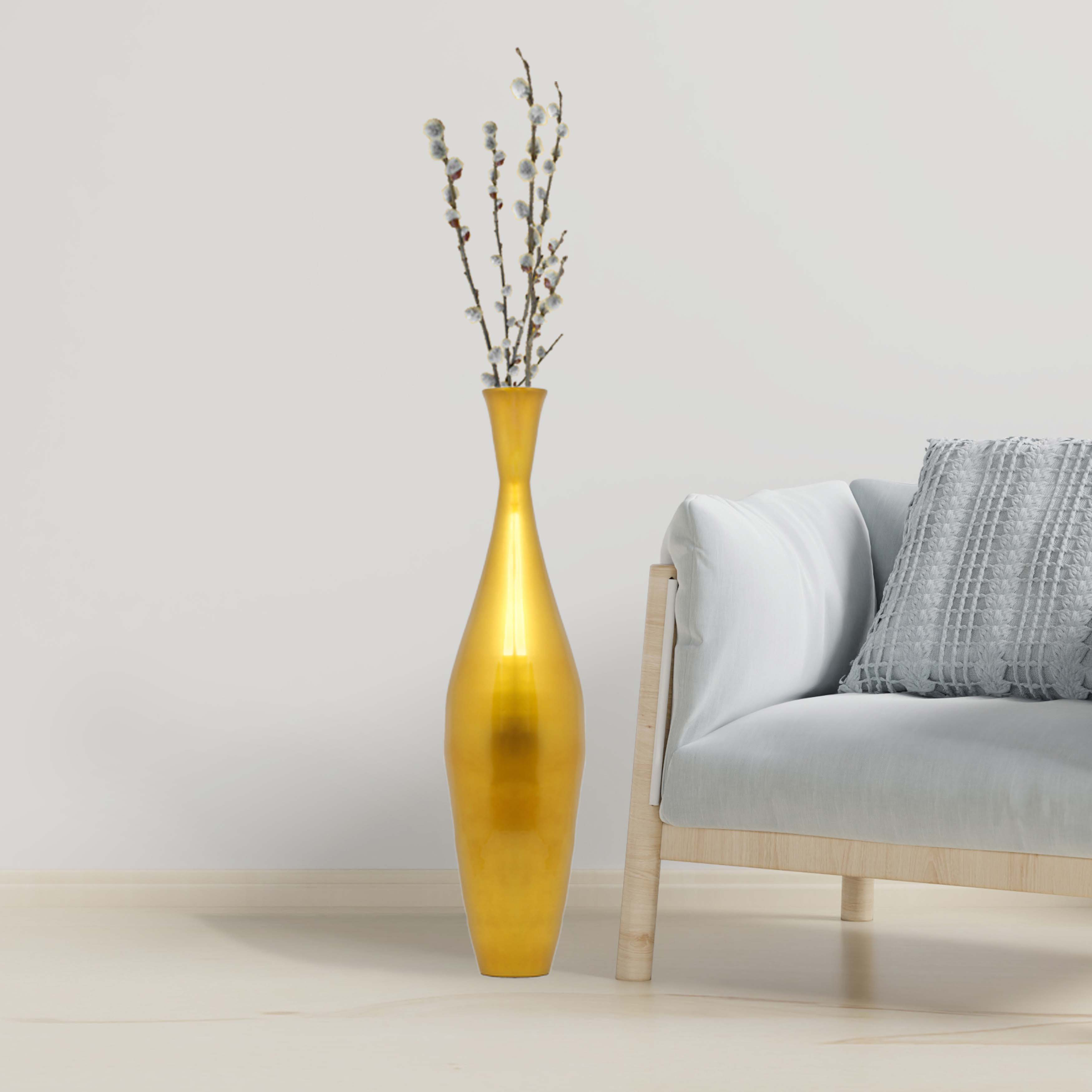 Orren Ellis Aguasvivas Tall Modern Bamboo Trumpet Floor Vase - Elegant ...