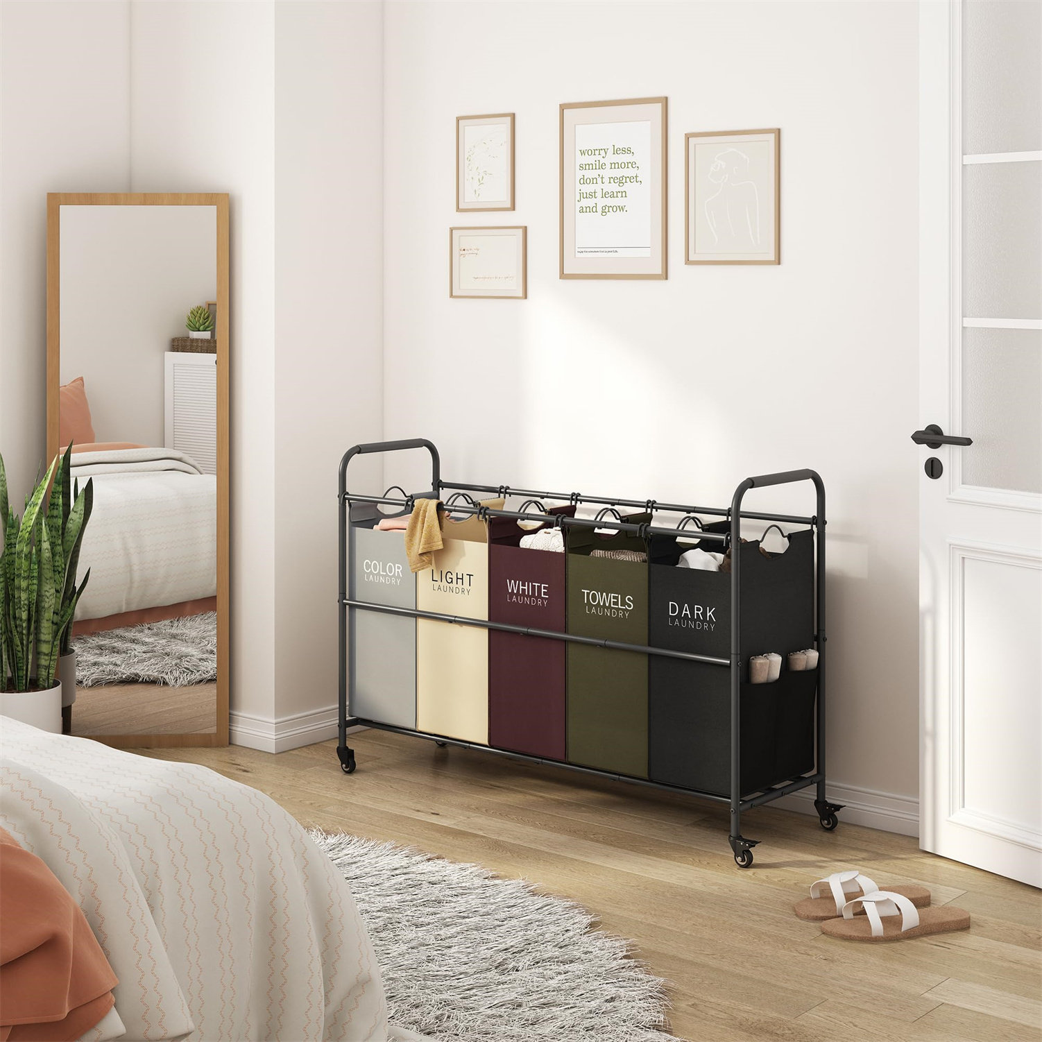 FANGCHANG Metal Rolling Laundry Sorter with Handles | Wayfair