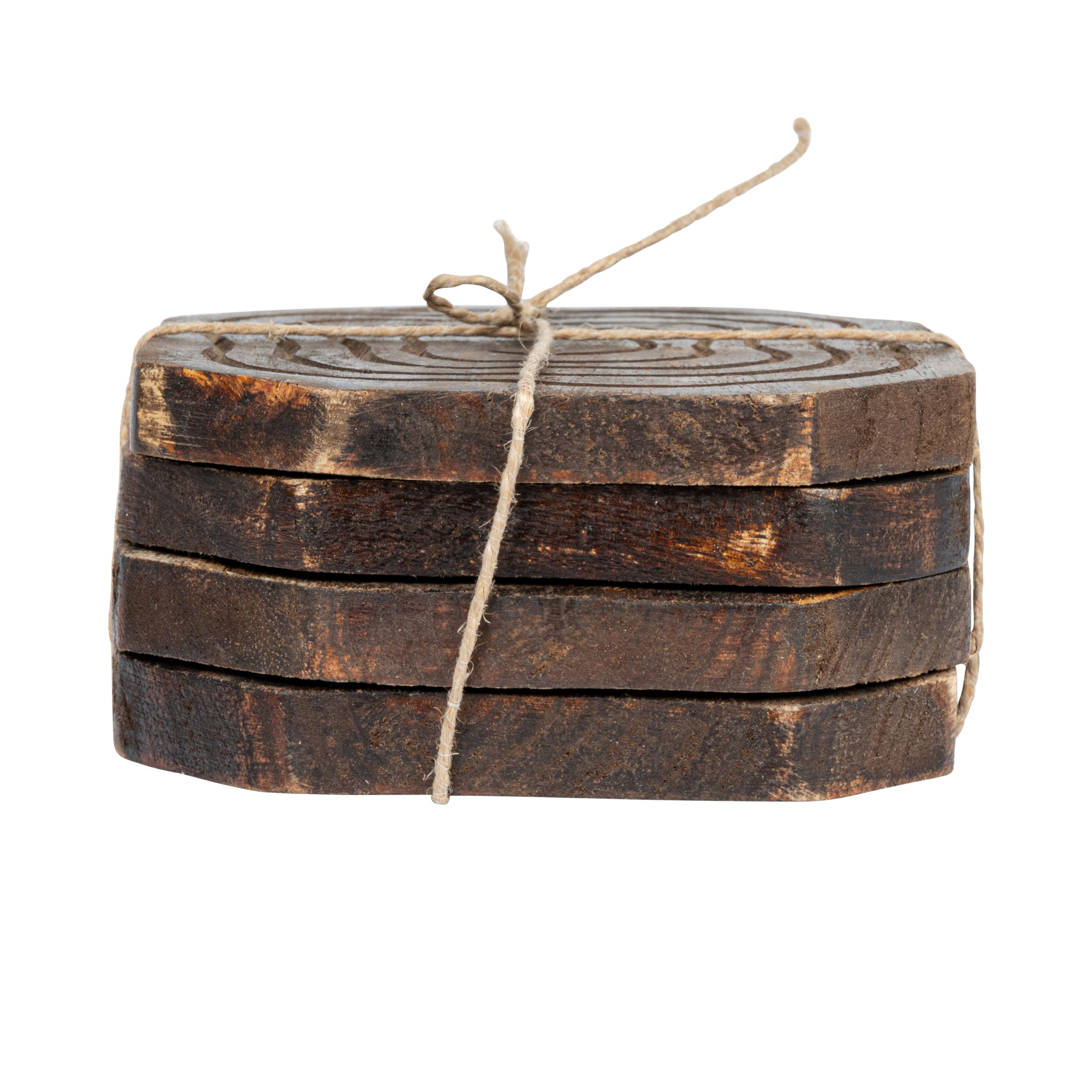 Millwood Pines Wood Round 5 Piece Coaster Set - Wayfair Canada