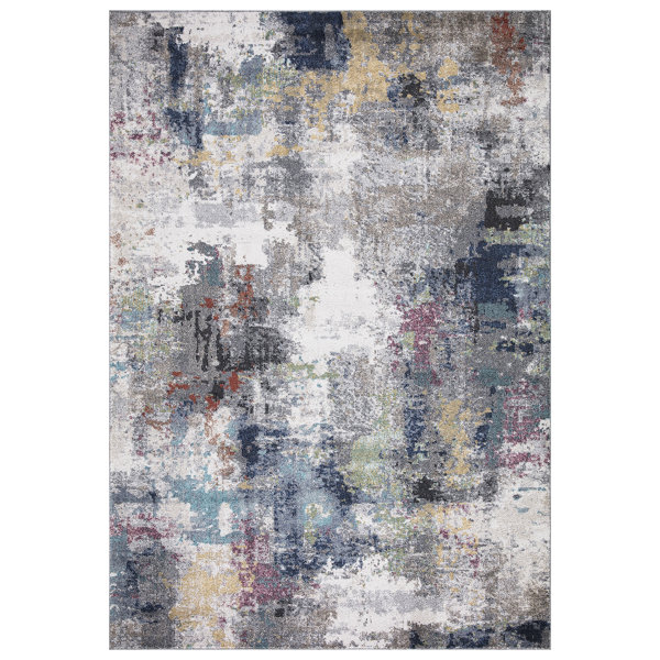 17 Stories Ivory Abstract Worn/Fade Ivory | Wayfair