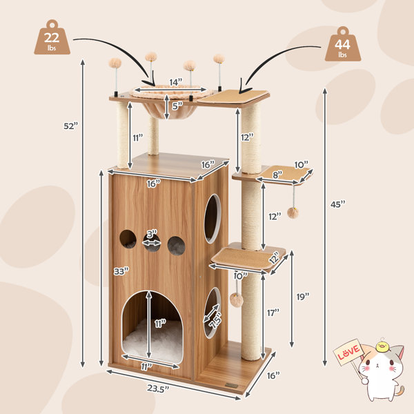 Tucker Murphy Pet™ 52'' Camallea Modern Tower Multilevel Play Center ...