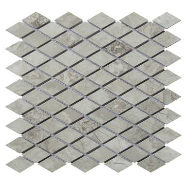 Intrend Tile Gray Limestone Blend 1" x 2" Limestone Grid Mosaic Wall ...