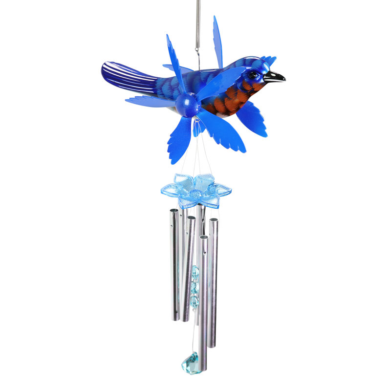 Exhart Metallic Blue Bird Whirligigs Spinning Windchime, 12 by 24 ...