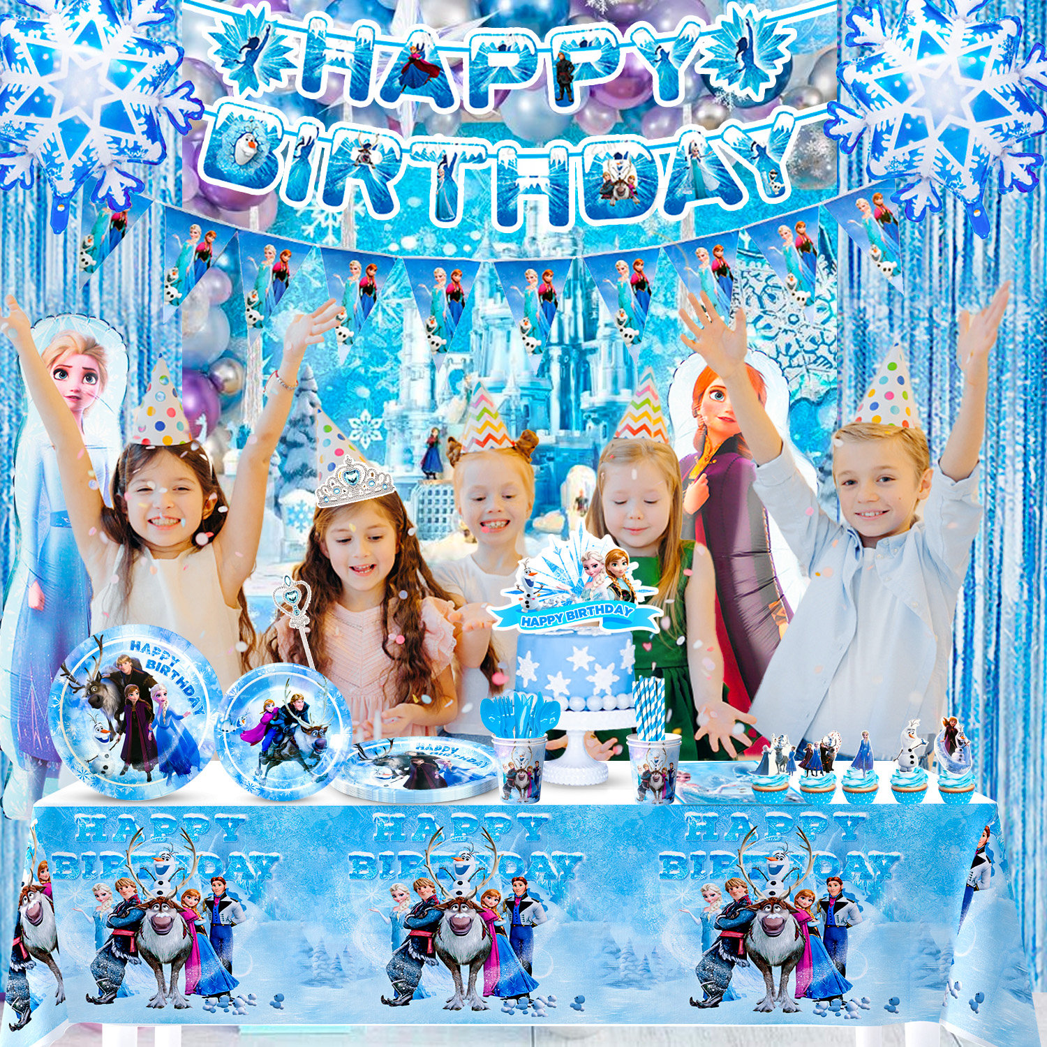 The Party Aisle™ Frozen Birthday Party Supplies,145pcs Frozen Party ...