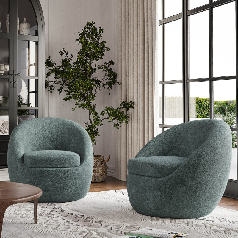 Wrought Studio Jaysaun Upholstered Swivel Barrel Chair & Reviews | Wayfair