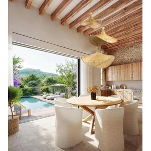 Bayou Breeze 3- Lights Tan Rattan Hat Shape Pendant Light Large Natural ...