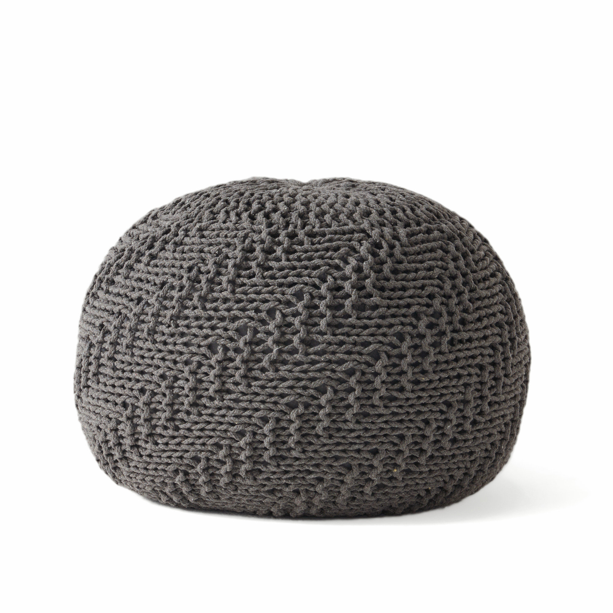 George Oliver Eco-Friendly Hand-Knitted Round Pouf with Soft Design and ...