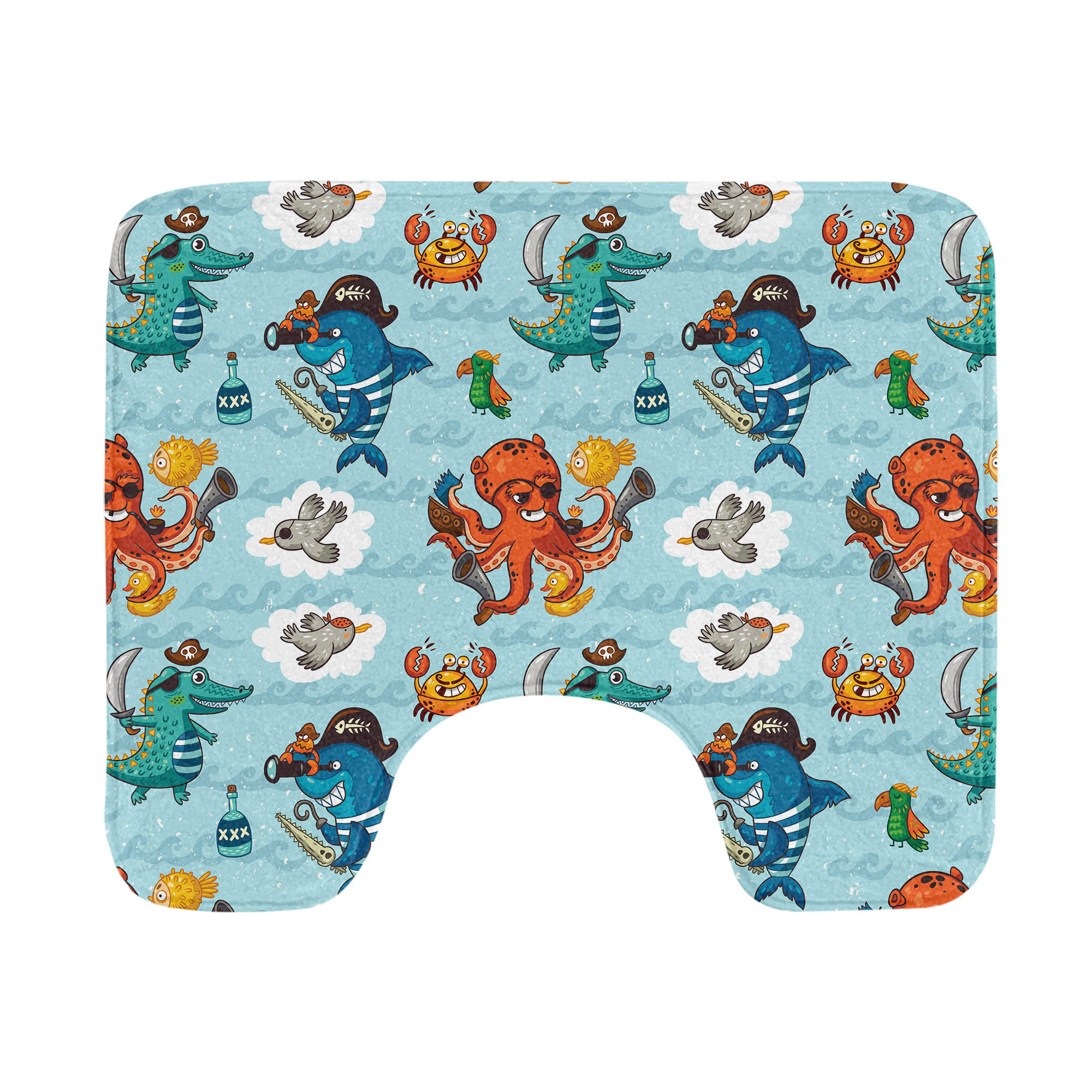 East Urban Home Pirates Toilet Mat U-Shape Bathroom Rug 20" Multicolor ...